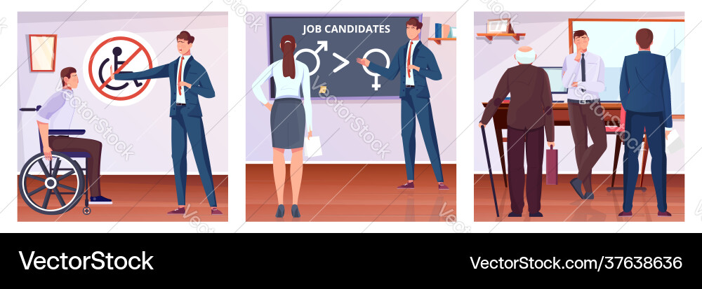 Discrimination flat set Royalty Free Vector Image