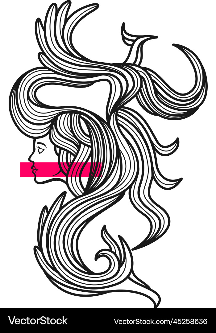 Dragon Phoenix Hair Portrait Royalty Free Vector Image