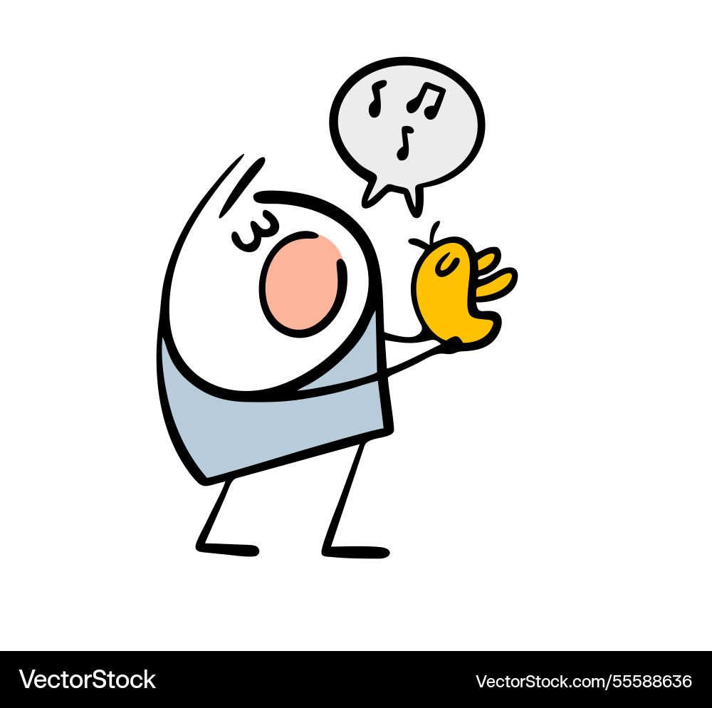 Duet of man and bird Royalty Free Vector Image