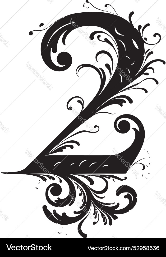 Enchanting elegance delicate letter 2 typeface Vector Image