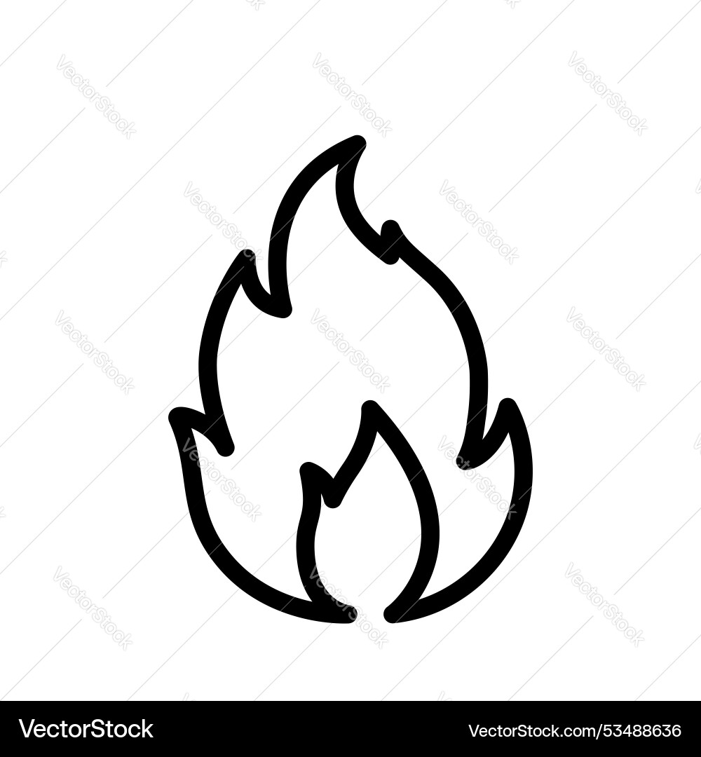 Fire flame line abstract style on white isolated Vector Image