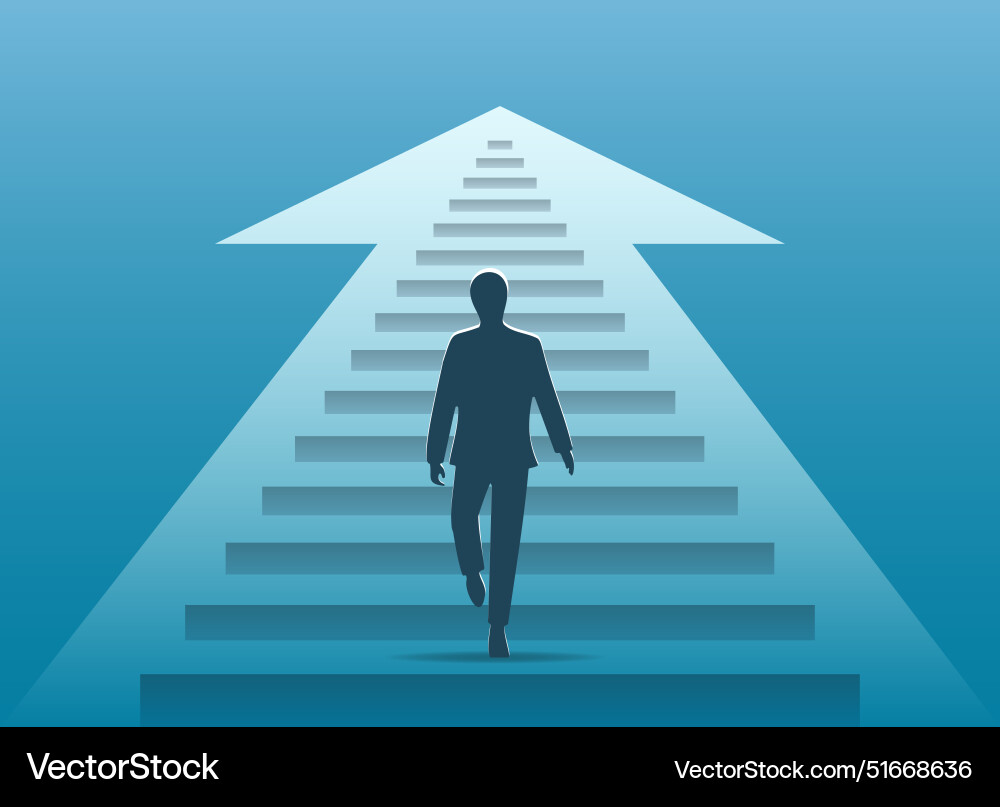 Man walking on a stairway Royalty Free Vector Image