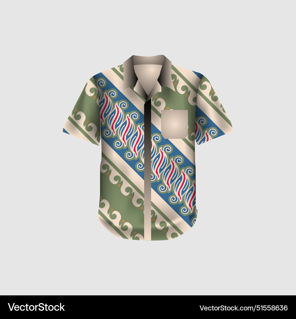 Short sleeve batik shirt isolated Royalty Free Vector Image