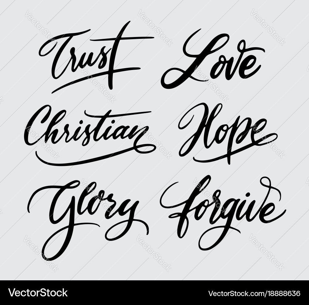 Trust and hope handwriting calligraphy Royalty Free Vector