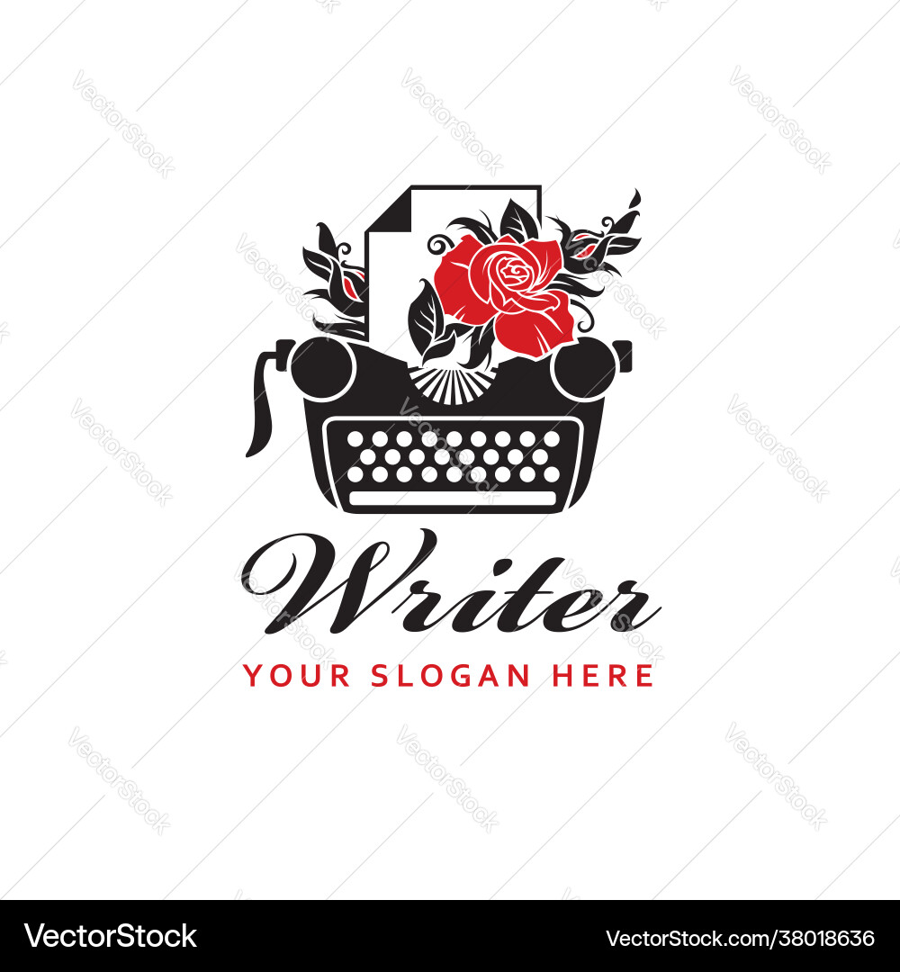 Typewriter and rose Royalty Free Vector Image - VectorStock