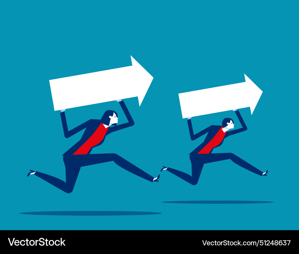 Business team running with arrows Royalty Free Vector Image