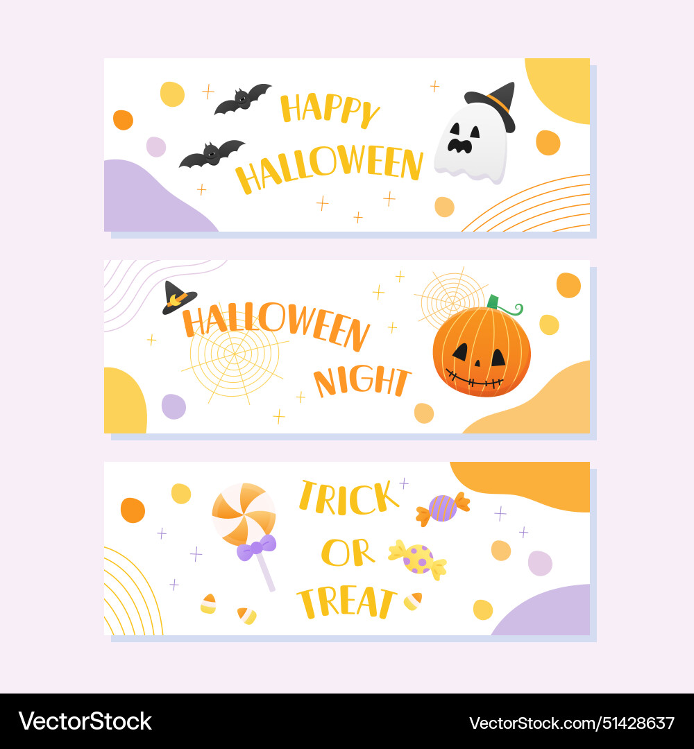 Cute halloween banner set Royalty Free Vector Image