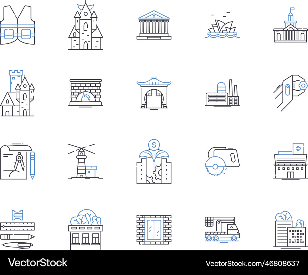 Fabrication line icons collection welding Vector Image