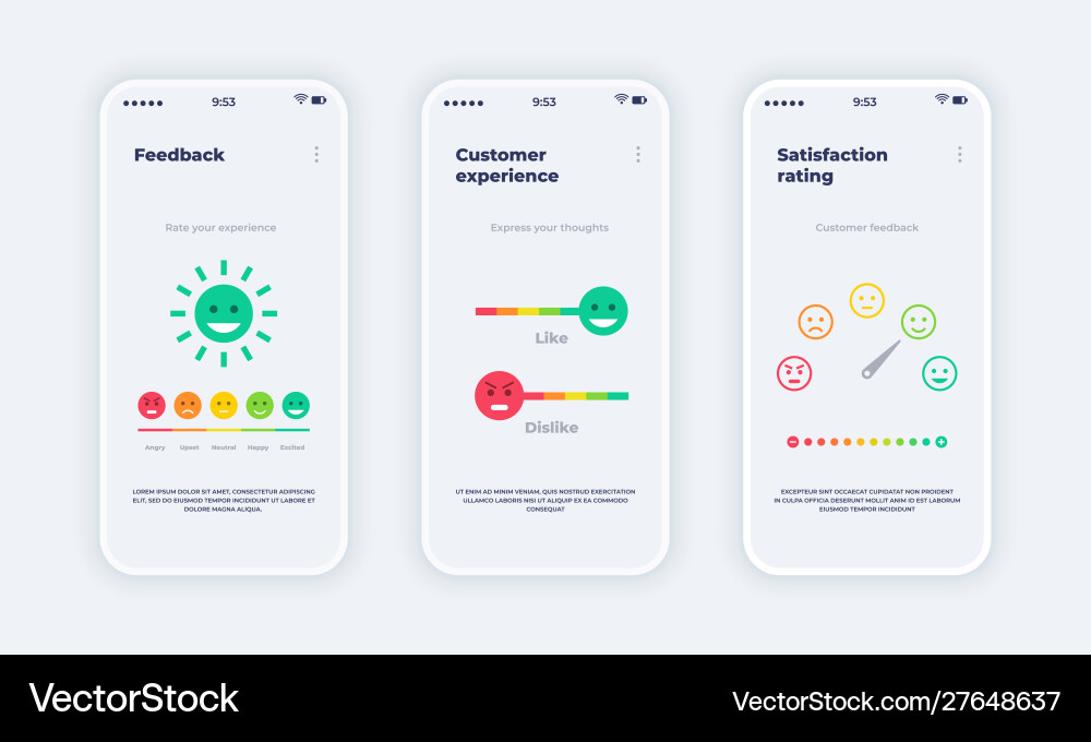 Feedback mobile app smartphone onboard screen Vector Image