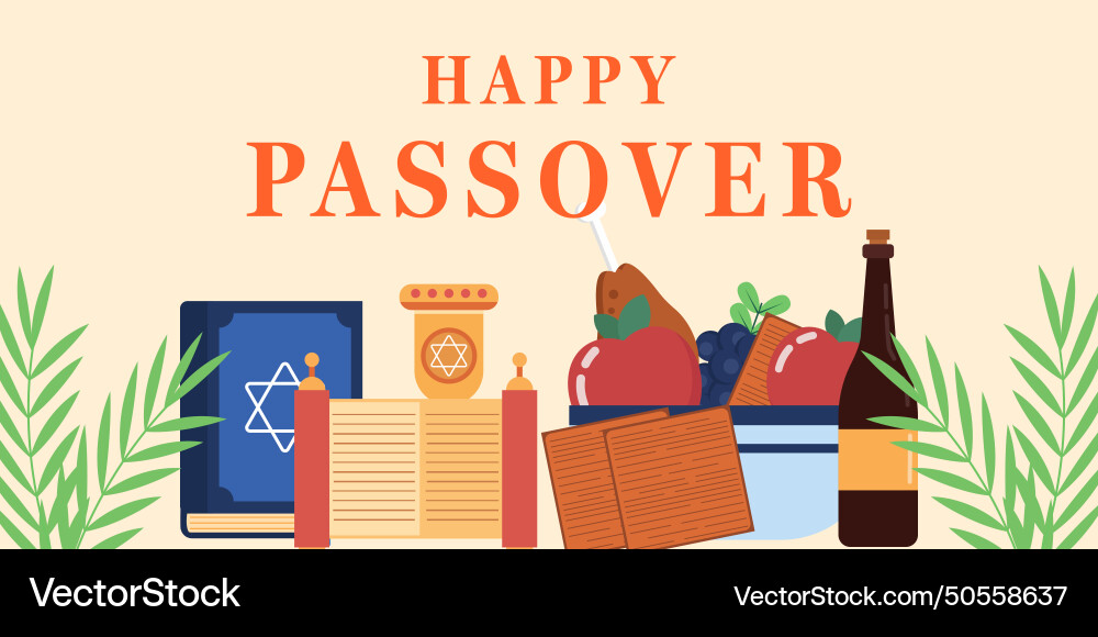 Happy passover horizontal banner design Royalty Free Vector