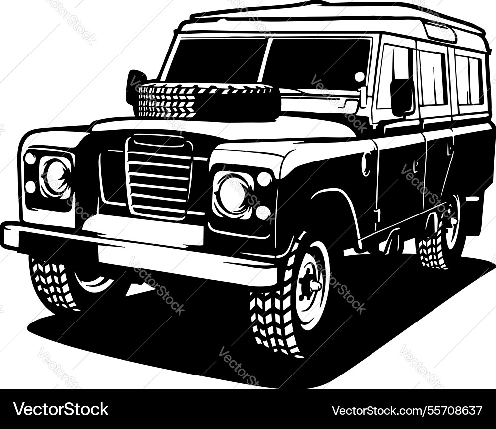 Land rover 80 - classic car stencil silhouette Vector Image