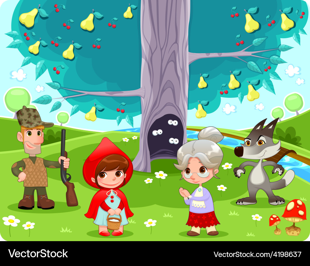 Little Red Riding Hood Scene Royalty Free Vector Image