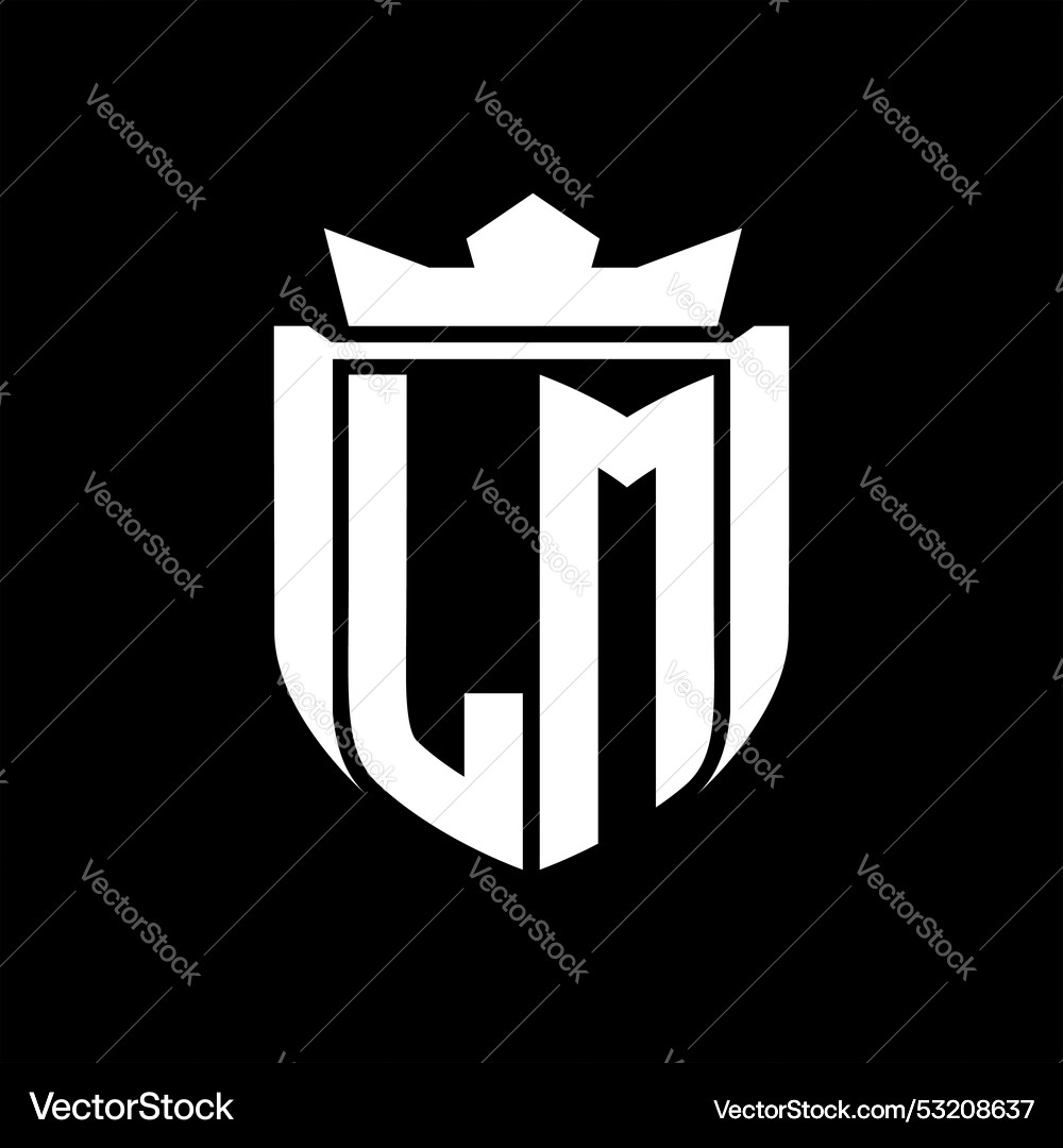 Lm letter logo shield shape inside badge Vector Image