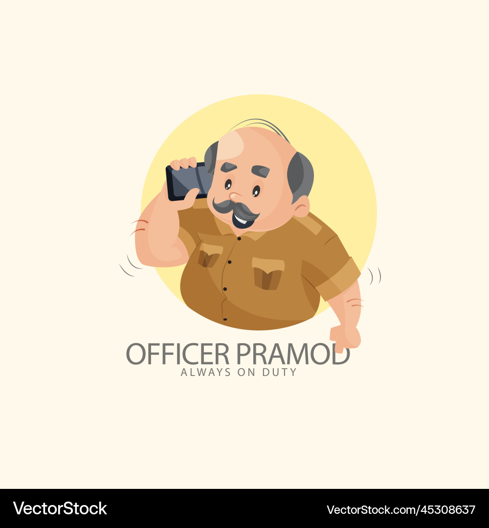 Officer pramod always on duty mascot logo Vector Image
