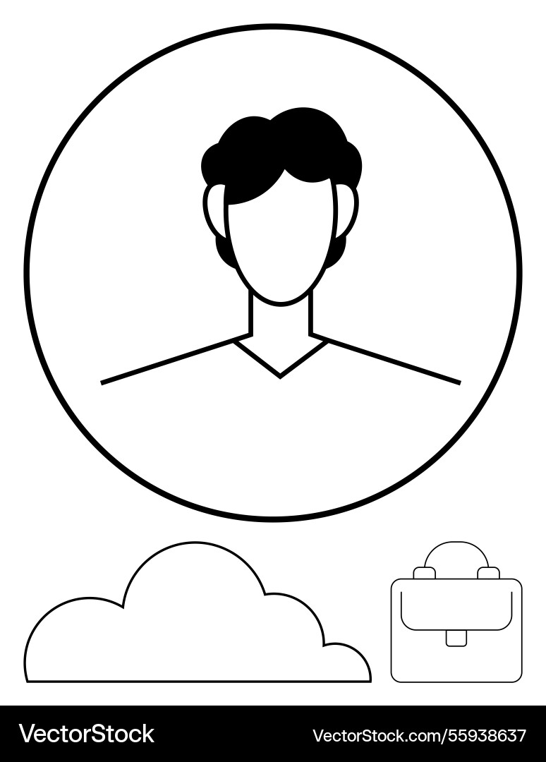 Profile avatar inside circle with cloud Royalty Free Vector