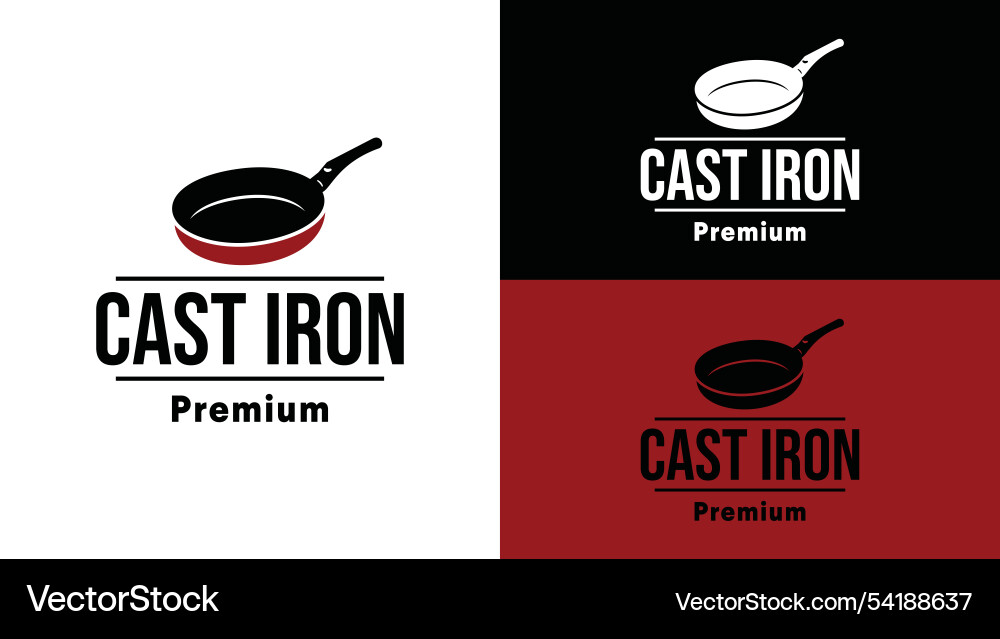 Skillet cast iron logo design Royalty Free Vector Image