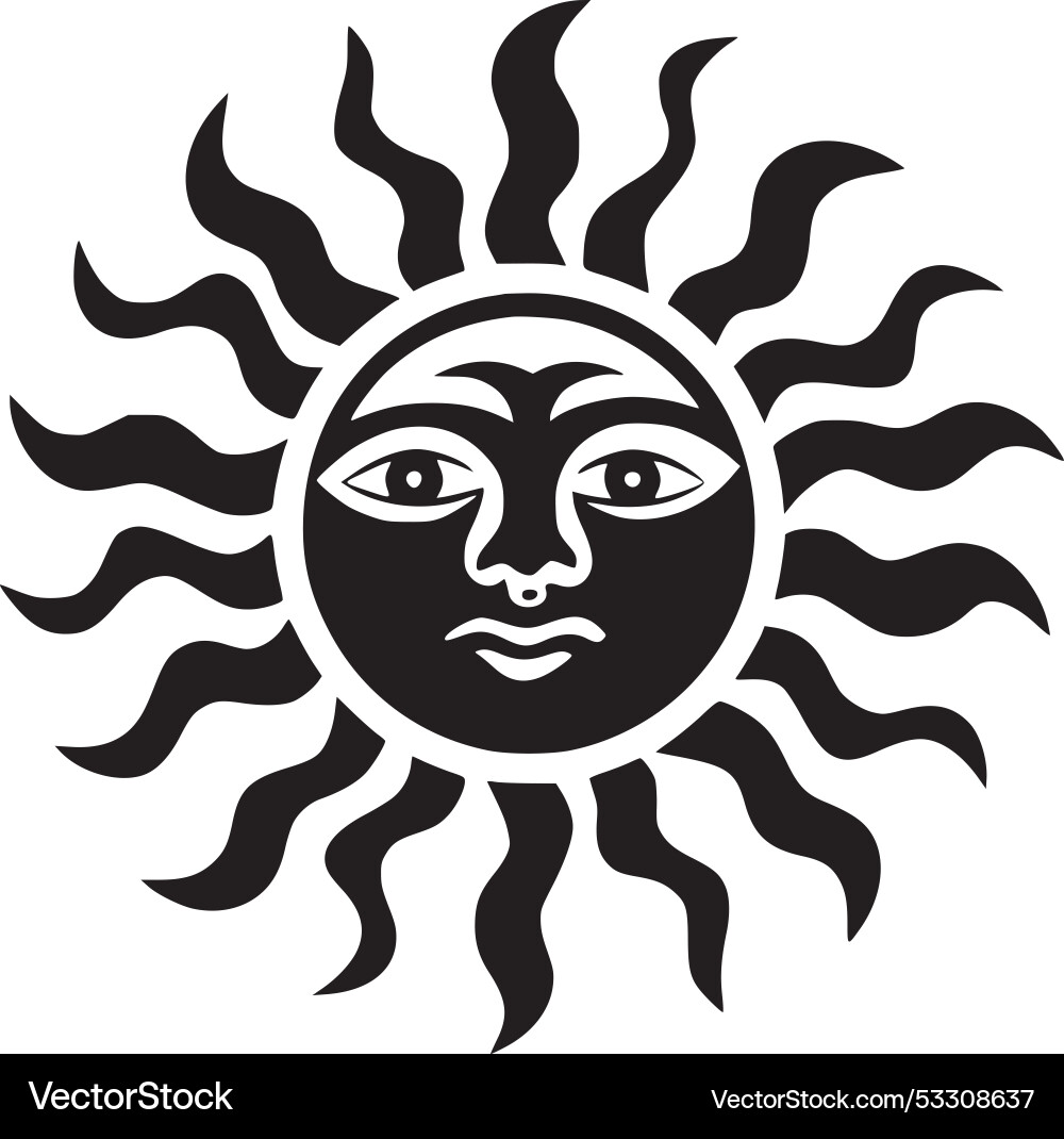 Sun - black and white Royalty Free Vector Image