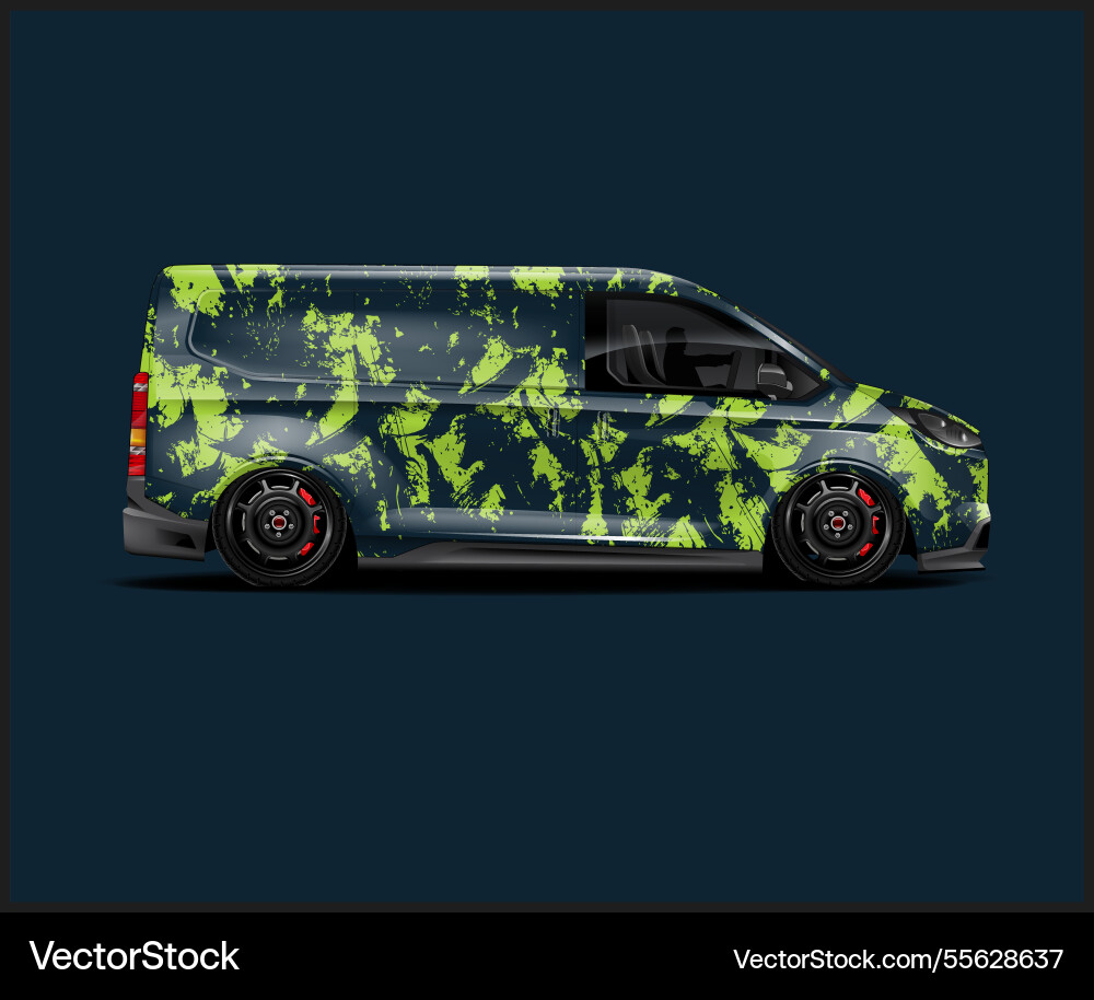 Unique commercial car wrap van design Royalty Free Vector