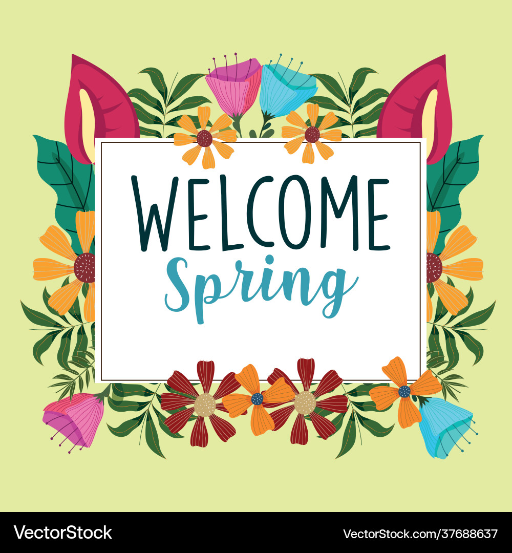 Welcome spring lettering Royalty Free Vector Image