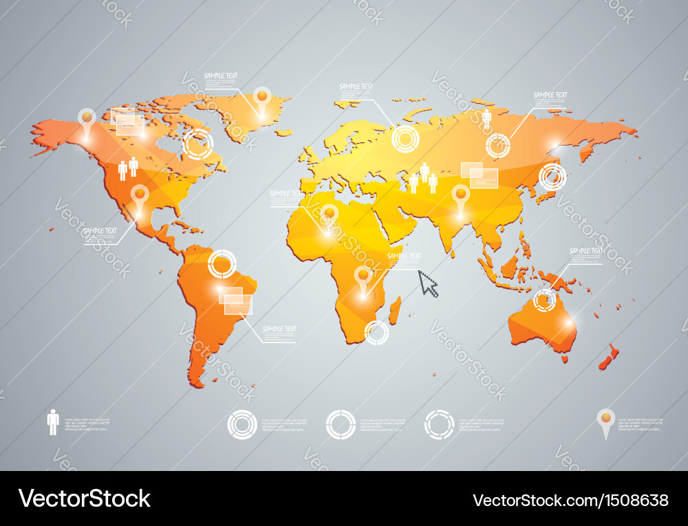 3d world map and infographics design template Vector Image
