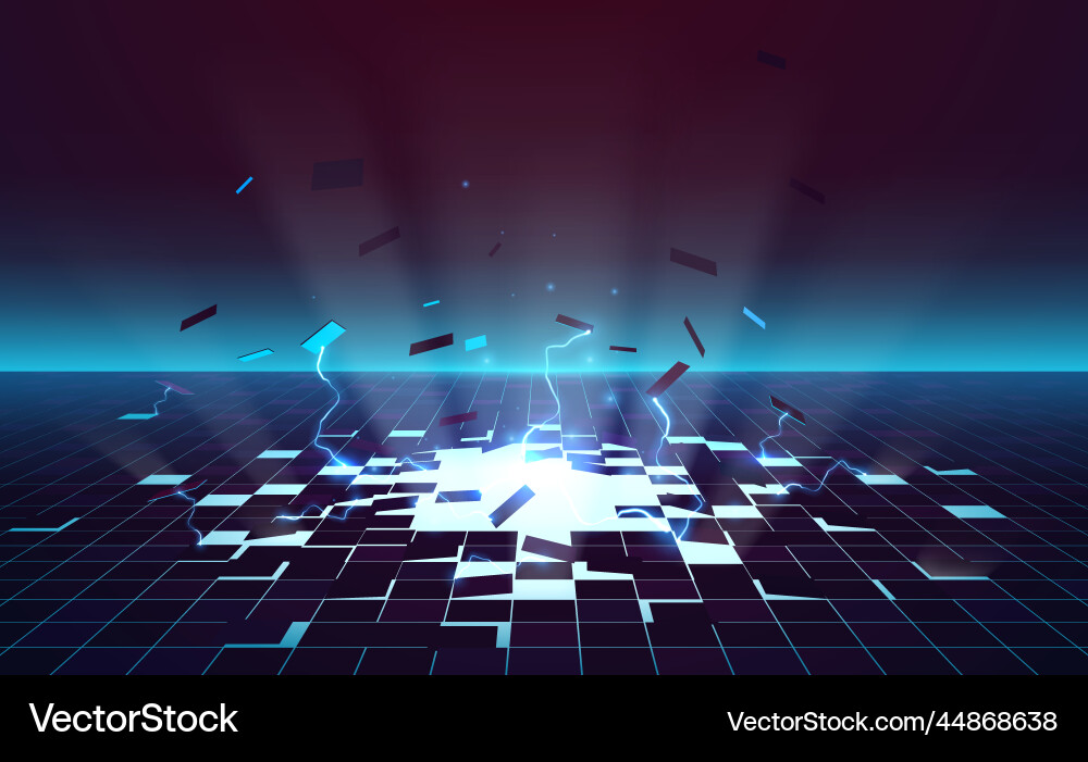Abstract neon background with hole in ground Vector Image