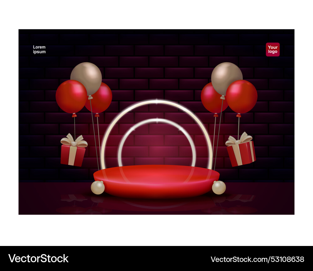 Black and red geometric stage podium podium with Vector Image