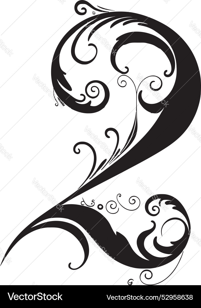 Bold brushstrokes expressive letter 2 typeface Vector Image