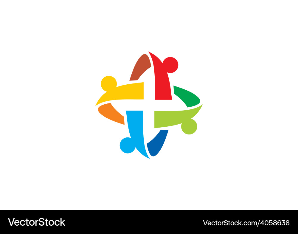 Circular people teamwork group abstract logo Vector Image