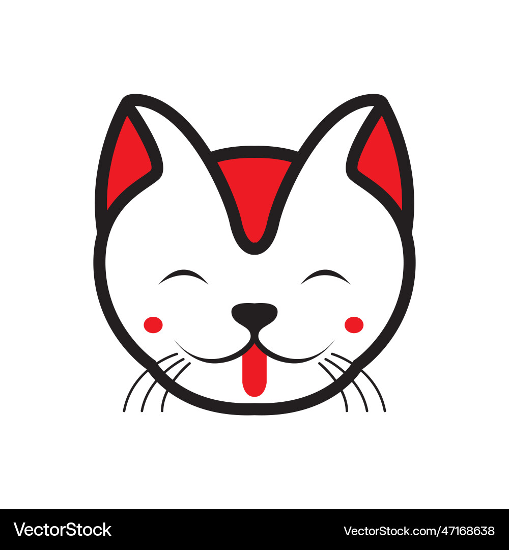 Cute cat mascot smile logo Royalty Free Vector Image