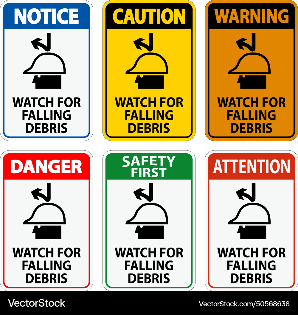 Danger sign watch for falling debris Royalty Free Vector