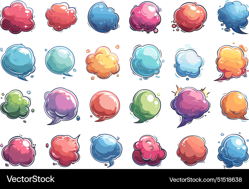 Flat Manga Comic Bubbles Set Speech Balloon Vector Image