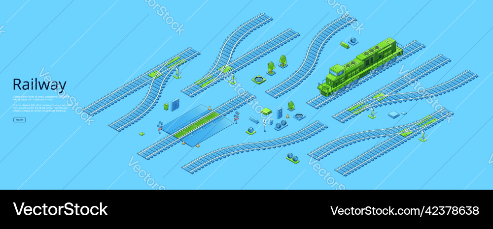 Isometric Railway Train Elements Royalty Free Vector Image