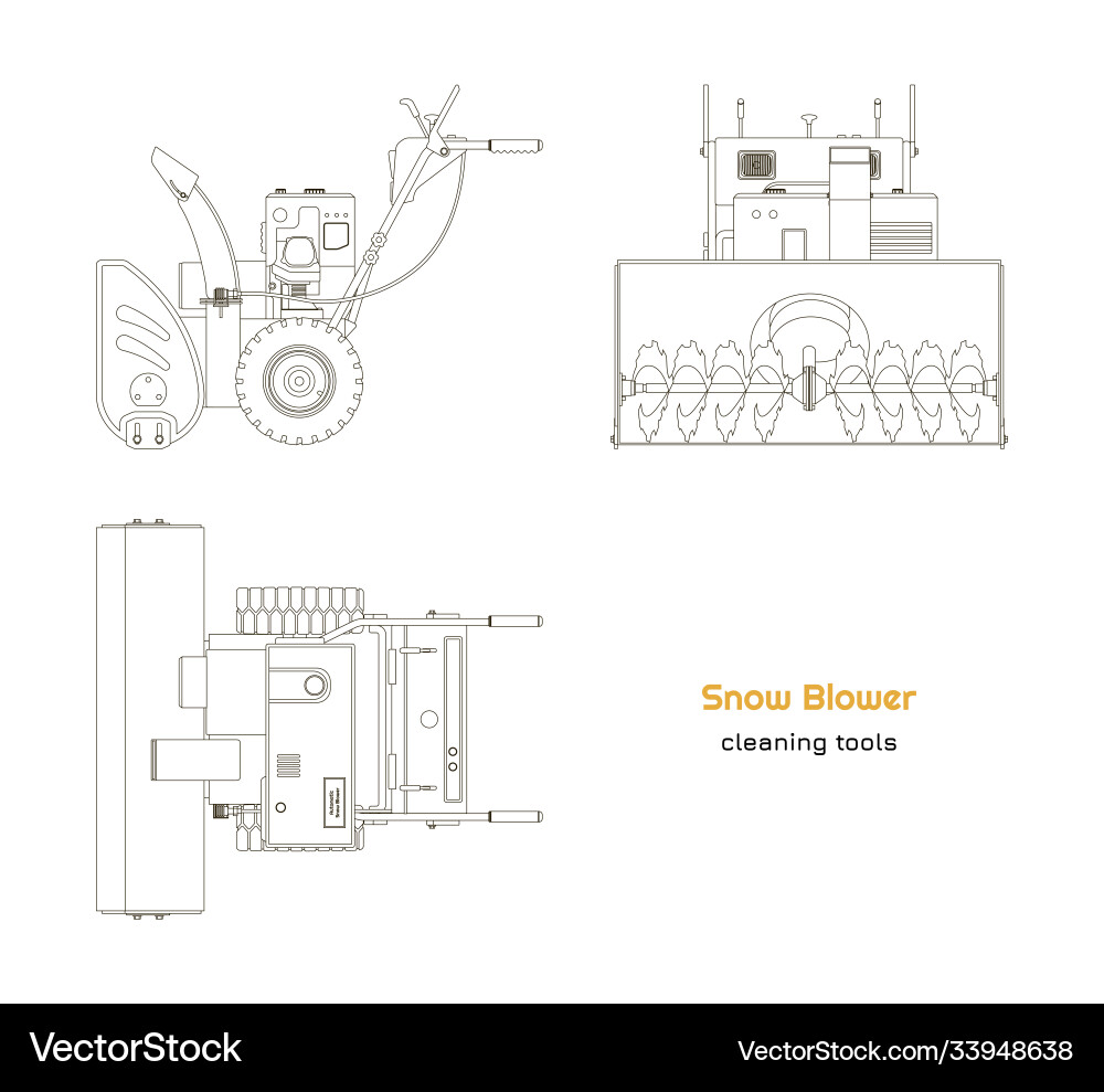 Outline blueprint snow blower Royalty Free Vector Image