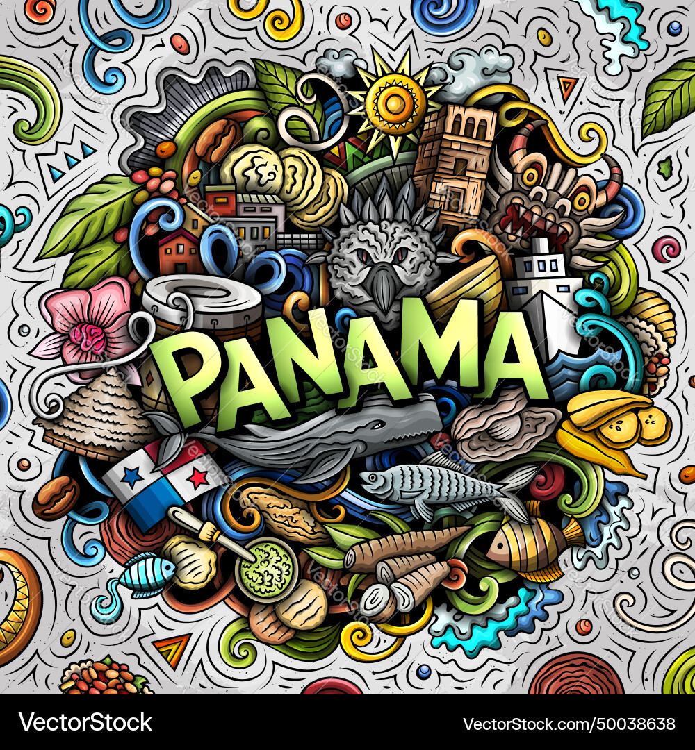 Panama cartoon doodle funny local design Vector Image