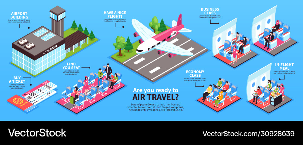Airplane isometric infographics Royalty Free Vector Image