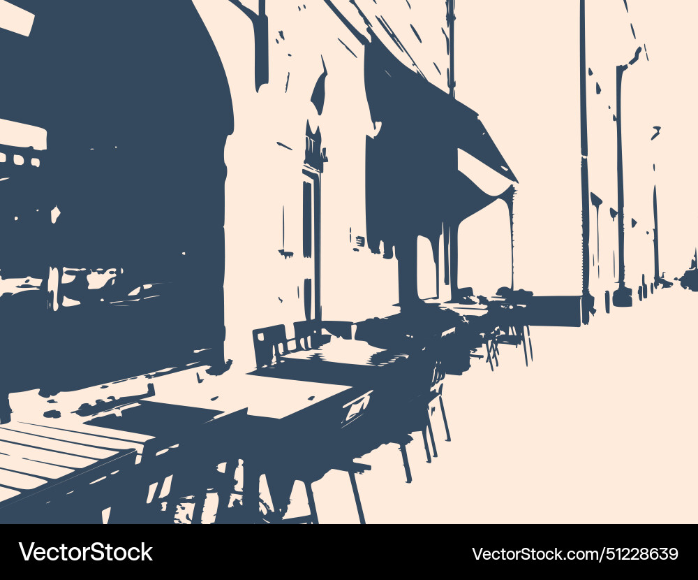 An outdoor cafe in the old town Royalty Free Vector Image