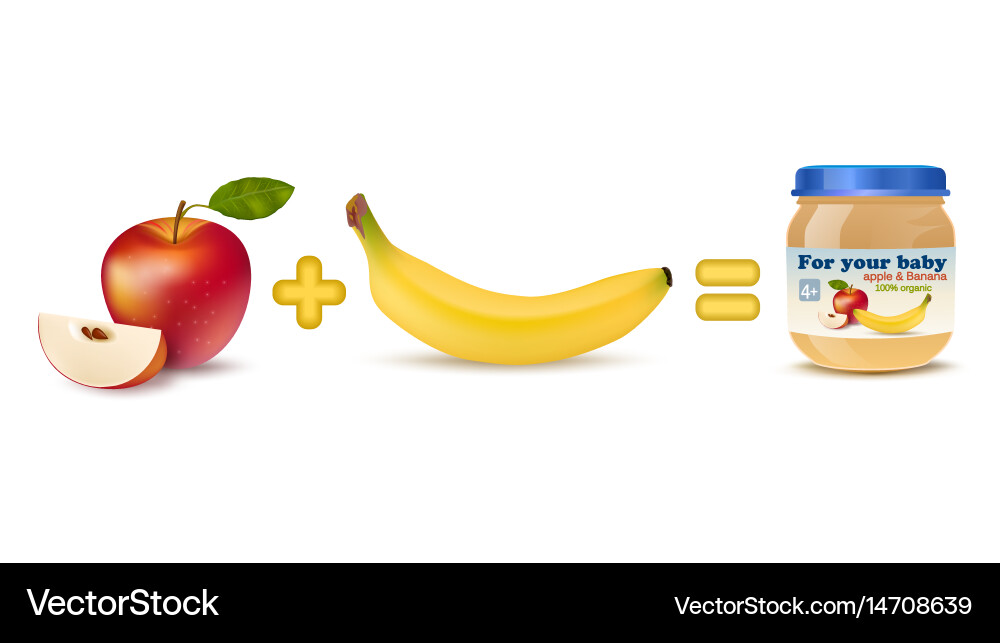 Baby food fruit formula infographics Royalty Free Vector