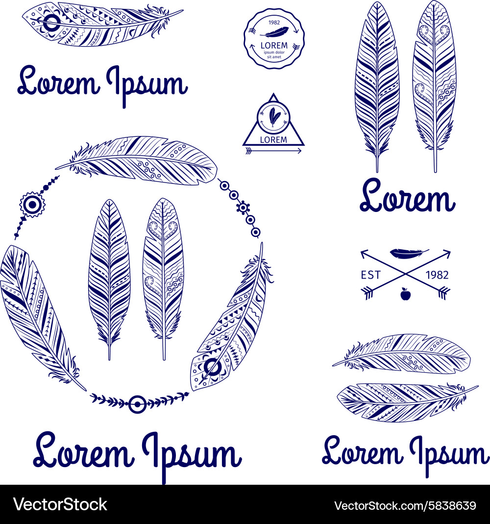 Ethnic feathers logo Royalty Free Vector Image