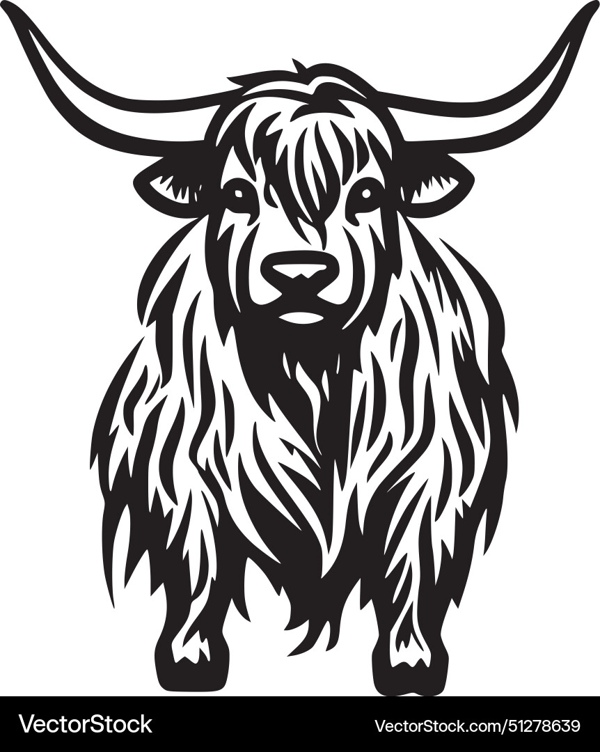 Highland cow - minimalist and simple silhouette Vector Image