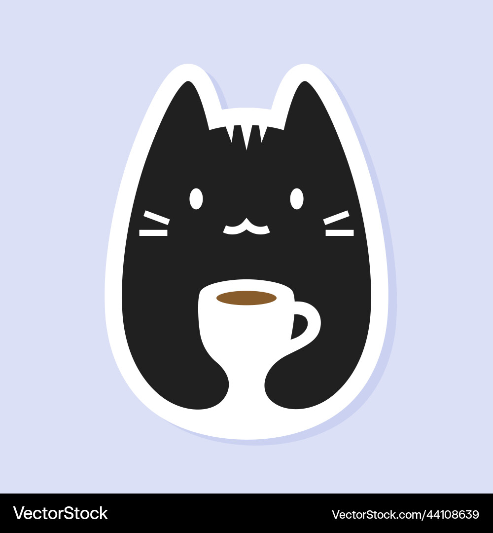Kawaii coffee cat sticker Royalty Free Vector Image