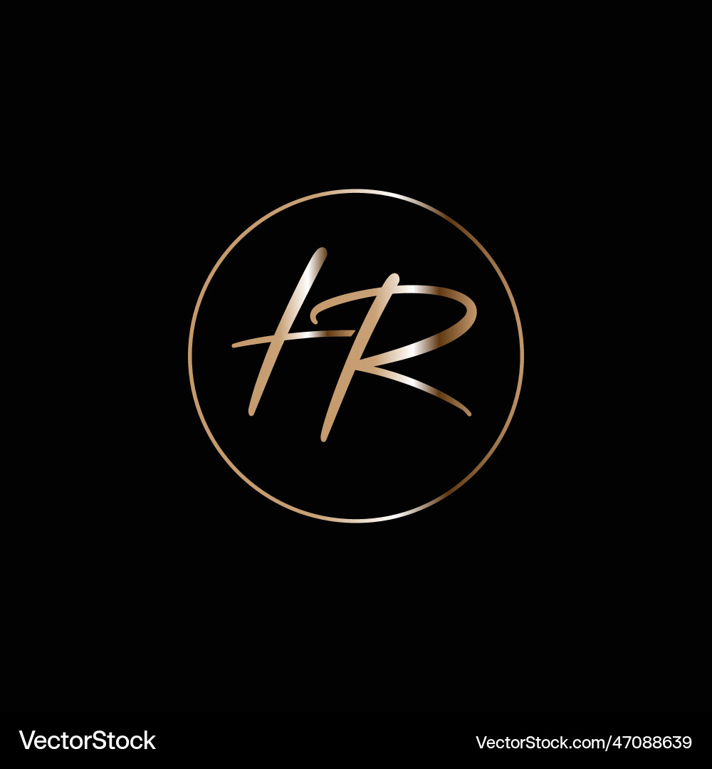 Luxury golden monogram style letter initial hr Vector Image