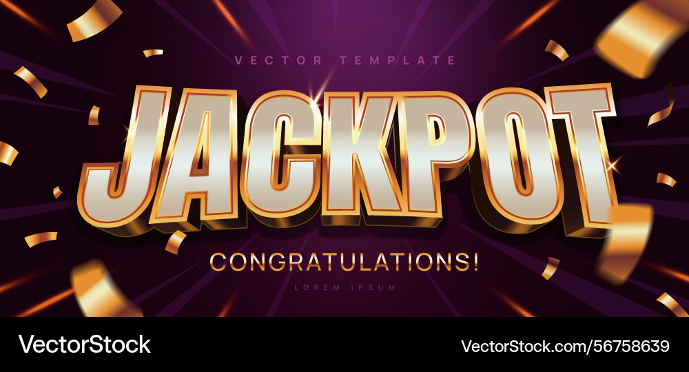 Luxury Jackpot Banner with Gold Text Royalty Free Vector