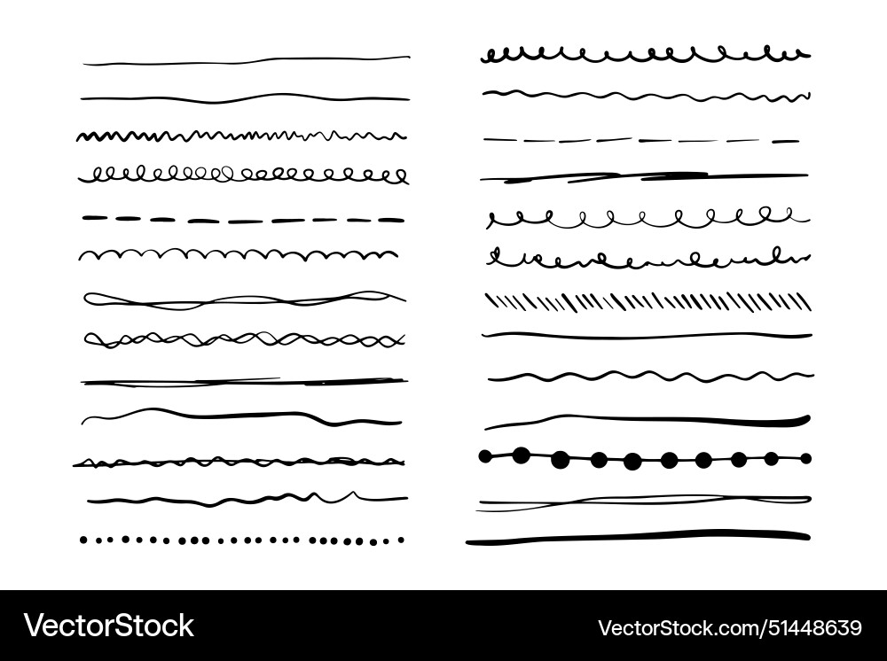 Marker hand drawn line border set and scribble Vector Image