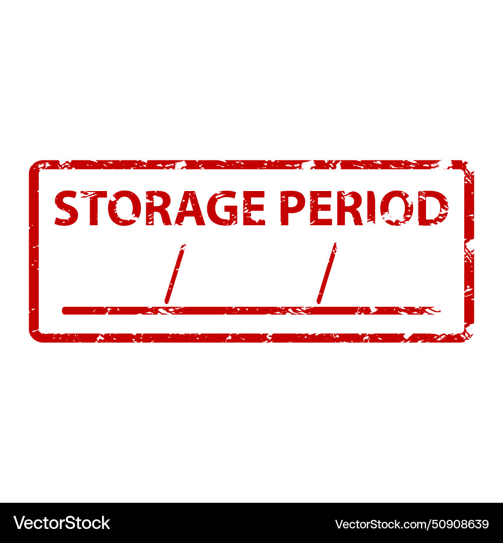 Storage period rubber stamp of package label Vector Image