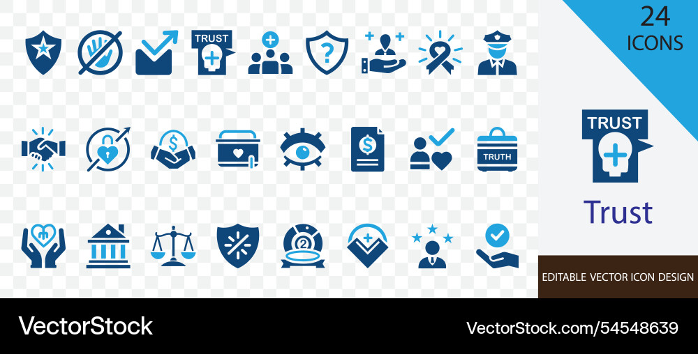 Trust Solid Icon Collection Royalty Free Vector Image