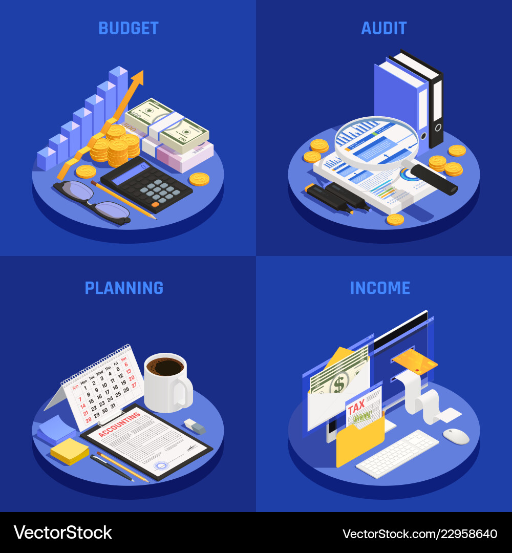 Accounting isometric design concept Royalty Free Vector