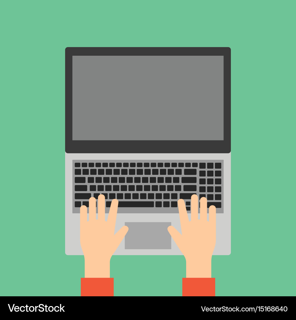 Hands typing on laptop keyboard Royalty Free Vector Image