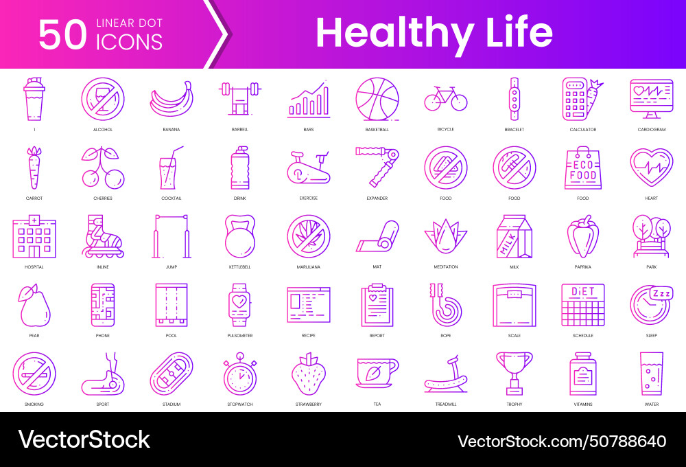 Healthy Lifestyle Icons - Gradient Royalty Free Vector Image