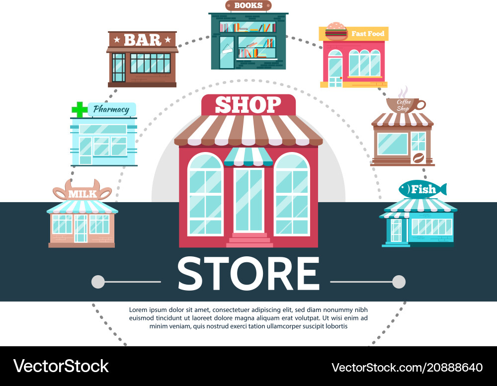 Modern Flat Stores Collection Royalty Free Vector Image
