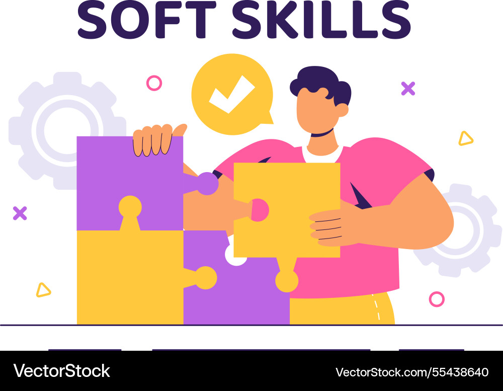 Office workers demonstrating soft skills Vector Image